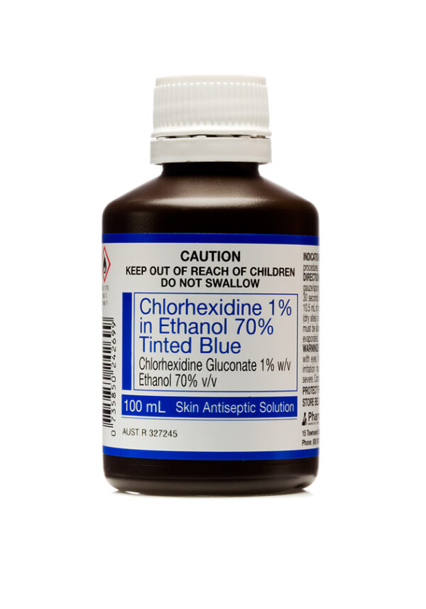 Chlorhexidine 1% in Ethanol 70% Tinted Blue - HALOMEDICALS SYSTEMS LIMITED